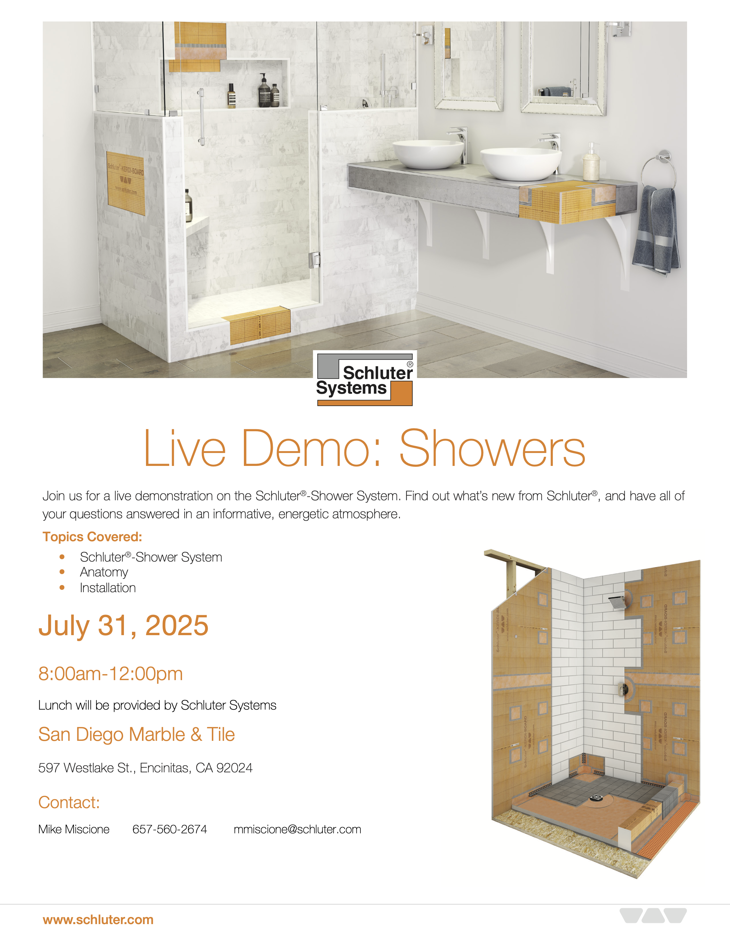 Schluter - Shower system Demo - San Diego Marble Tile